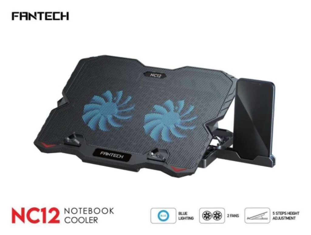 Fantech NC12 Cooling Pad NOTEBOOK COOLER 2 FAN BLUE LED FANTECH NC12 ...